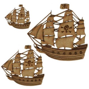 Pirate Ship MDF Wood Shape style 2 for arts and crafts